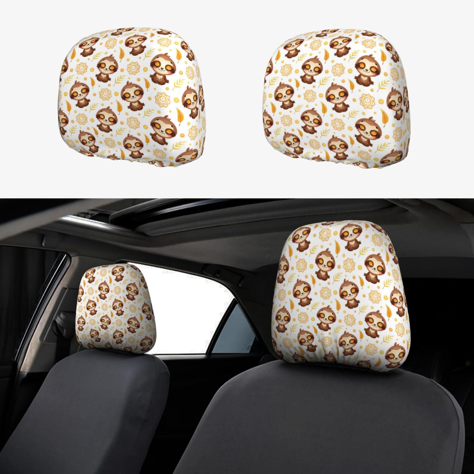 Sloth Yoga Headrest Cover for Cars, 2Pack Car Headrest Cover, Soft ...