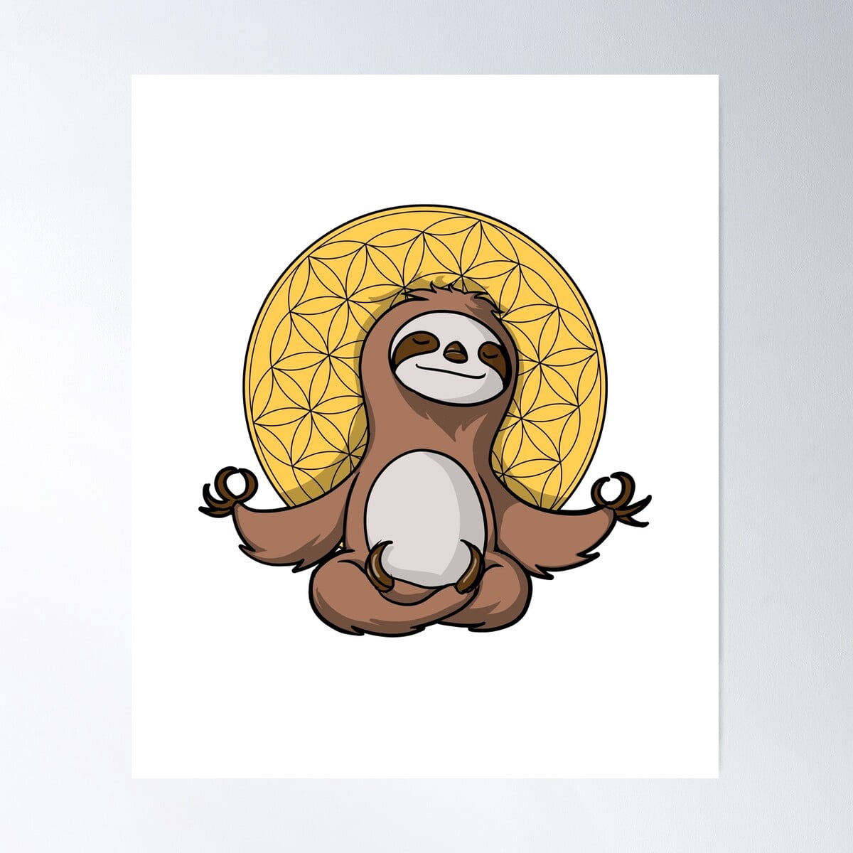 Sloth Zen Meditation Poster Wall Art, Modern Wall Decor For Living Room ...