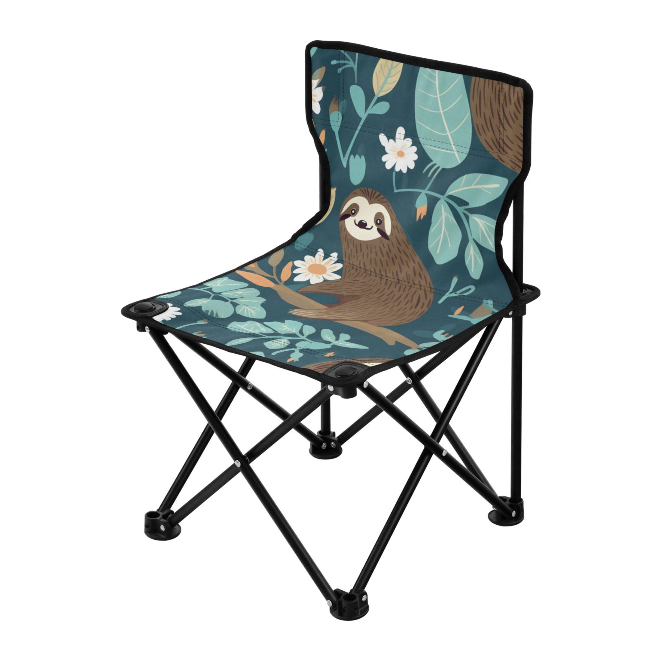 Sloth and Daisy Floral Portable Camping Chair Small for Kids Outdoor ...