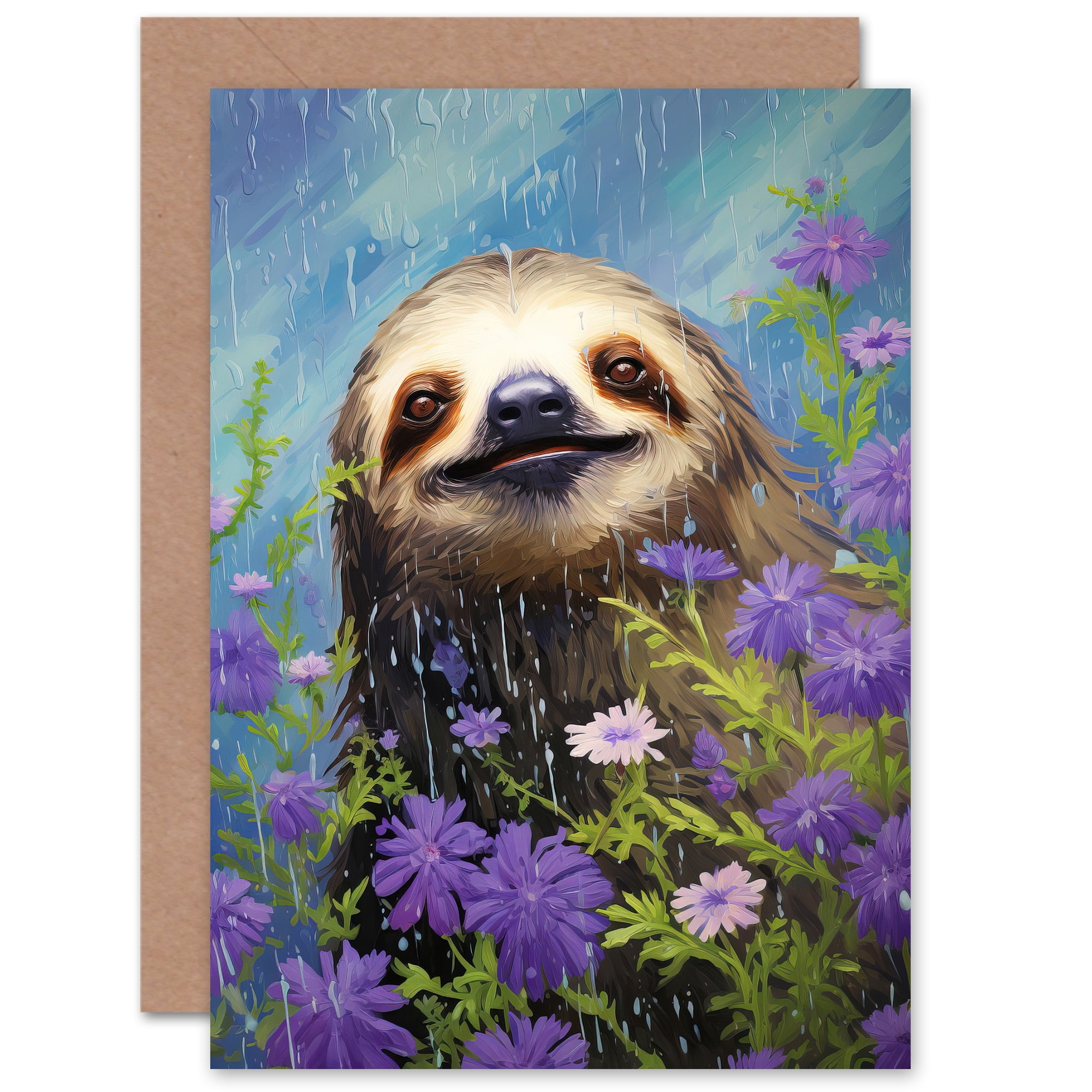 Sloth in Lavender Daisies for Wife Her Mum Sister Daughter Mom Gran Nan ...