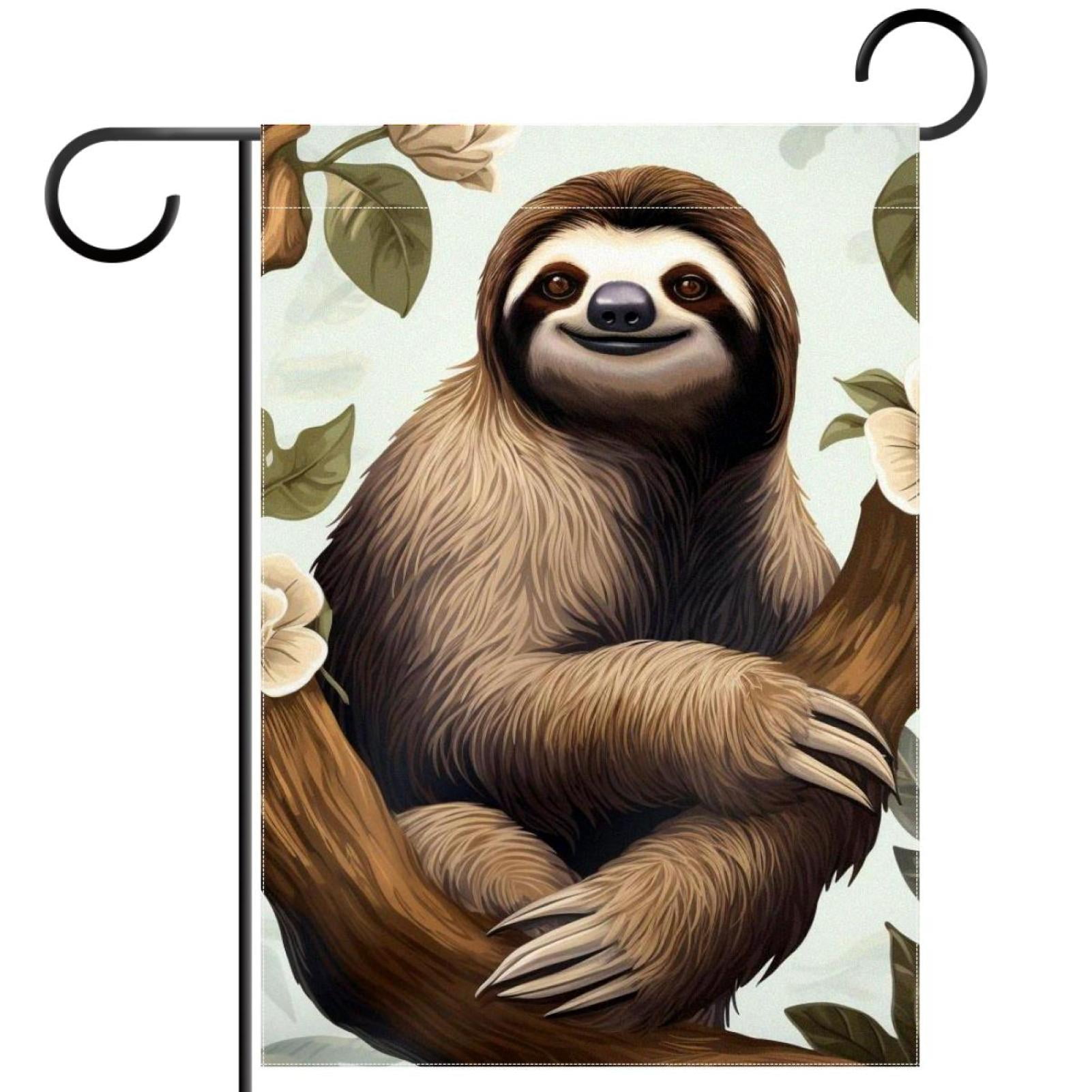 Sloth in the Tree Garden Flag 12x18 Inch Double Sided Outdoor Yard ...
