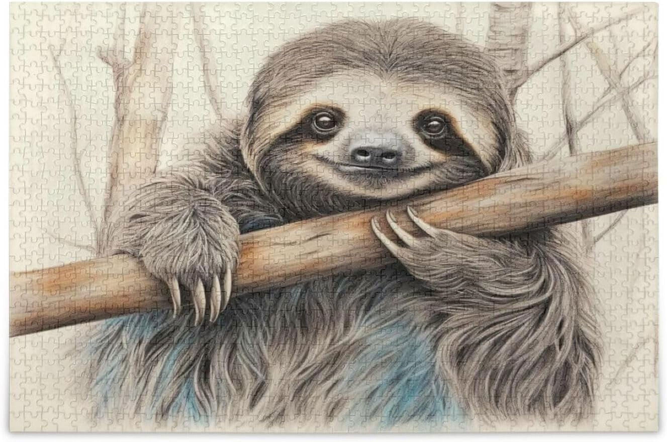 Sloth on The Branch Jigsaw Puzzles for Adults 500 Pieces, Decompression ...