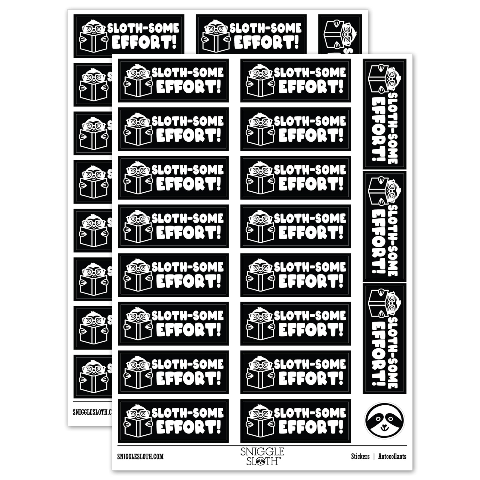 Sloth-some Awesome Effort Teacher Student School Sticker Set - Black ...