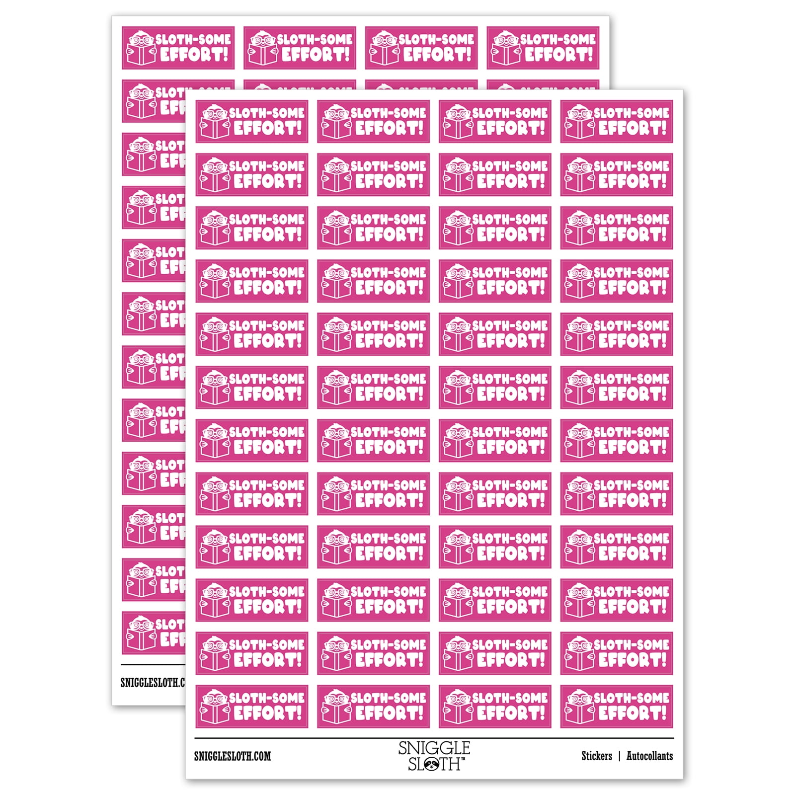 Sloth-some Awesome Effort Teacher Student School Sticker Set - Hot Pink ...