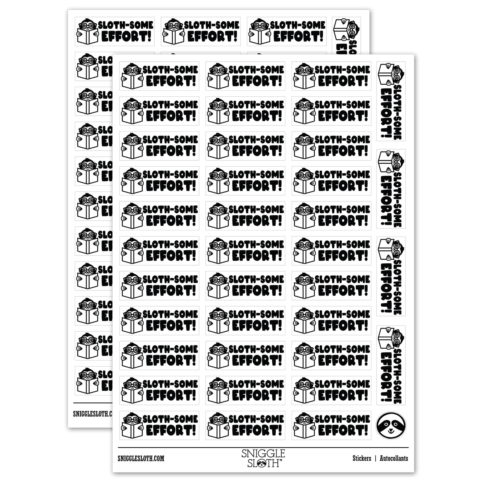 Sloth-some Awesome Effort Teacher Student School Sticker Set - White ...