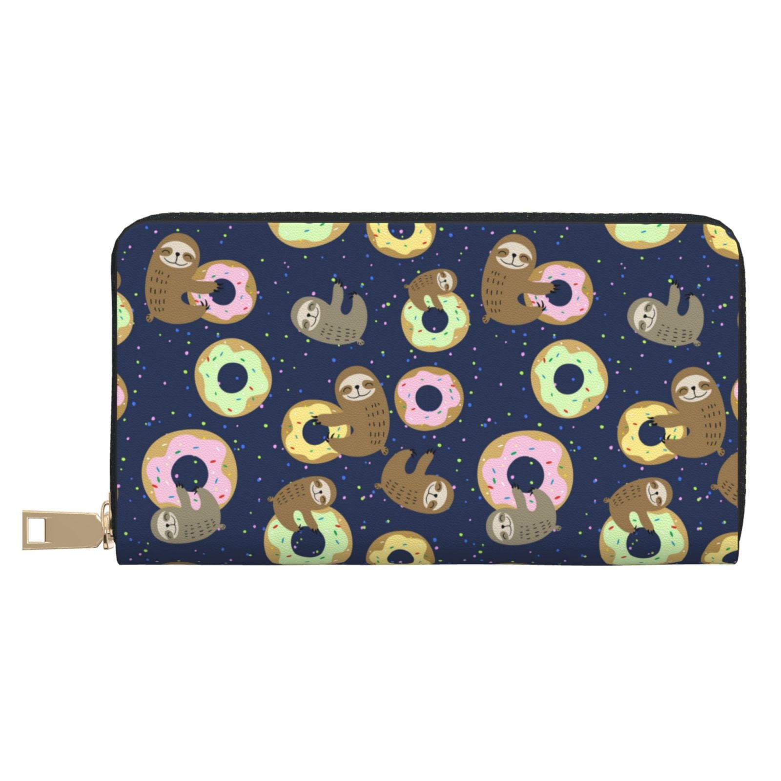 Sloth with Donuts Wallet Women, Leather Bifold Multi Card Wallet, Women ...