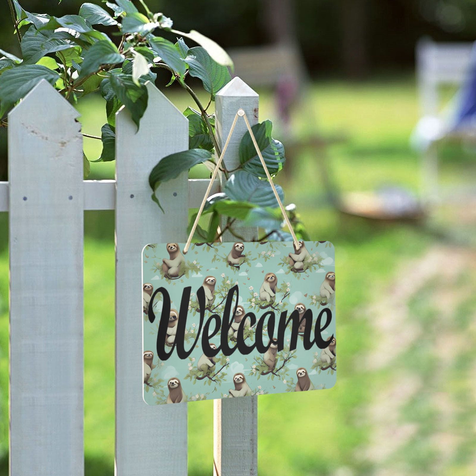 Slothes Branches Leaves Welcome Sign for Front Door Porch Wreath Door ...