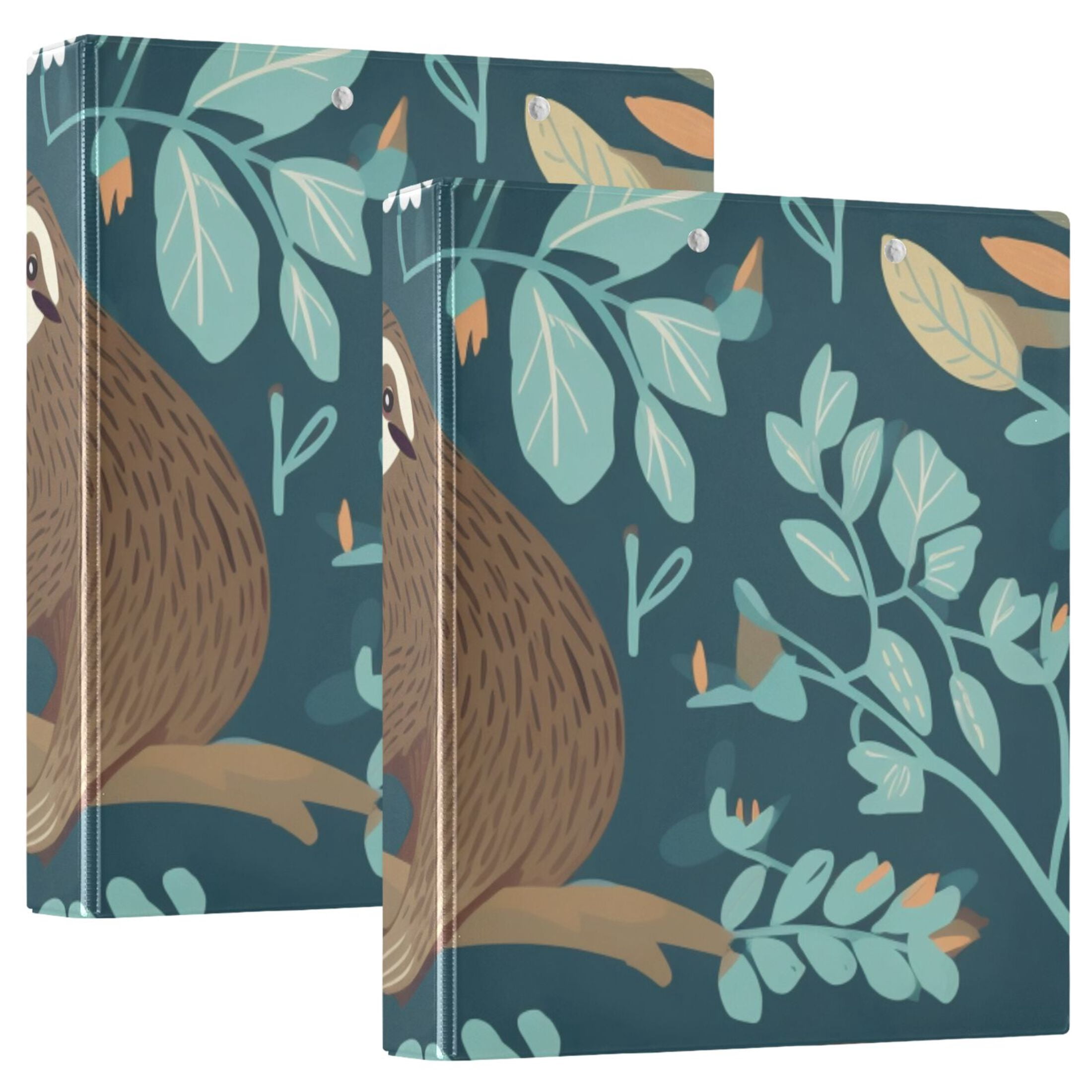 Slothes Leaves Flowers 3 Ring Binders 1.5 inch Hardcover File Folders ...