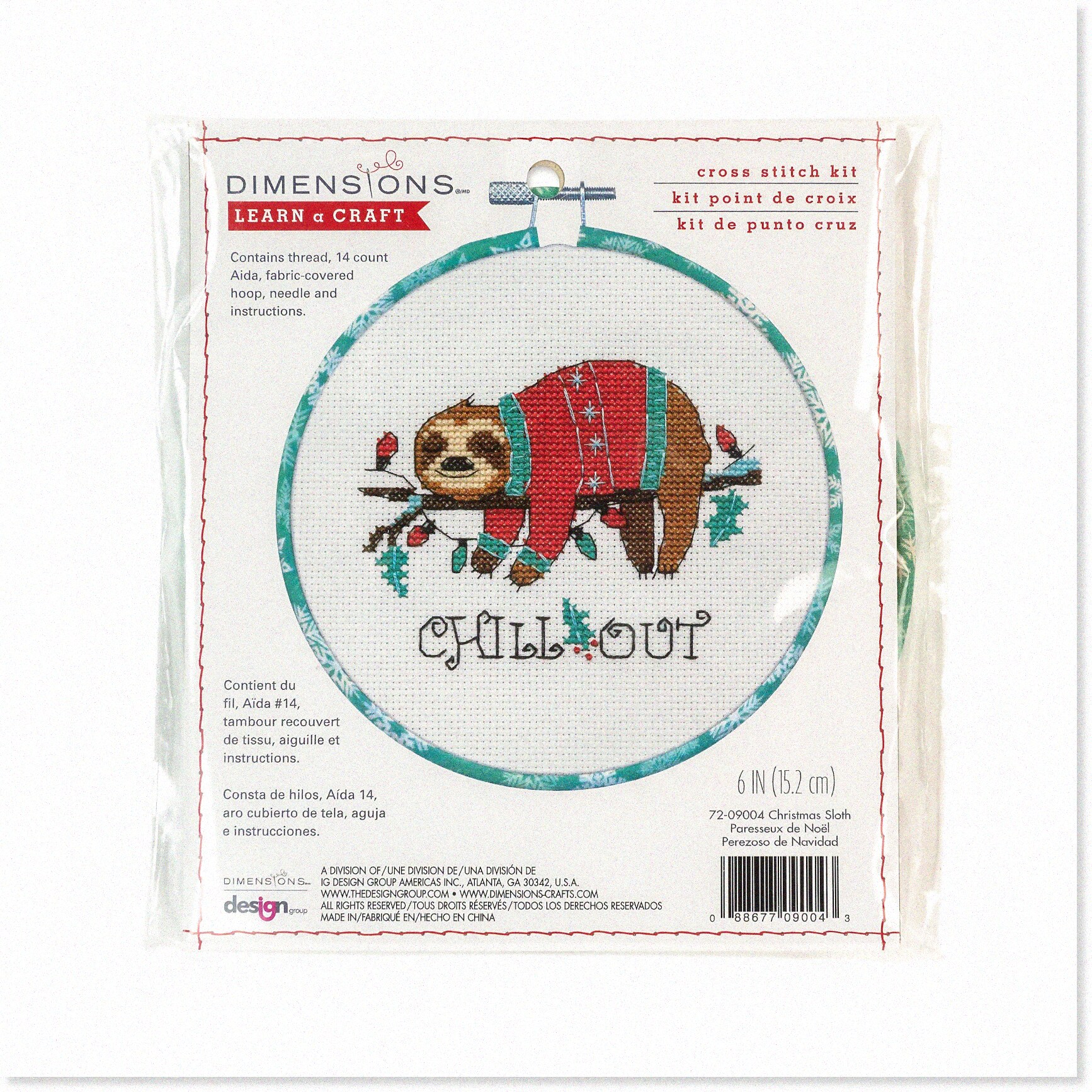 Slothful Holiday Stitching Delight Kit - Beginner's Cross Stitch Set, 6 ...