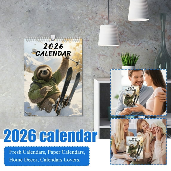 Sloths Calendar 2026 21 x 28 cm Enduring Paper Wall Calendar with ...
