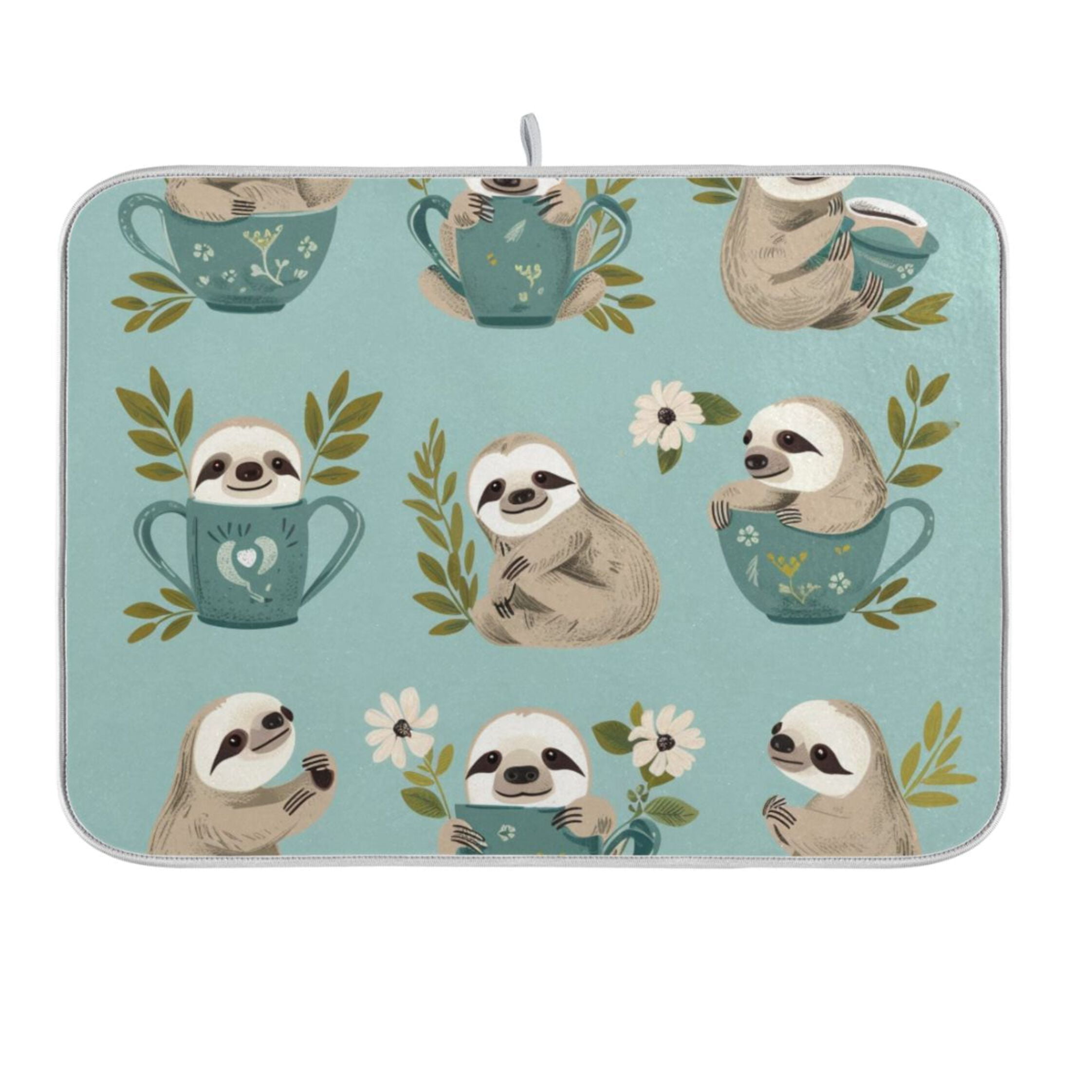 Sloths with Cup Dish Drying Mat for Kitchen Counter 18x24 In Absorbent ...