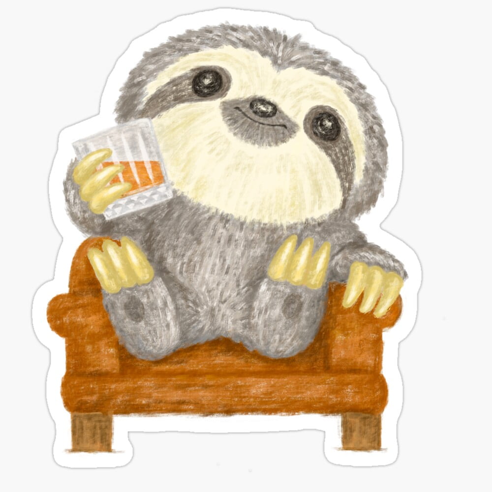 Sloths Drinking Alcohol Sticker Phone Decal Water Bottle Stickers Car ...