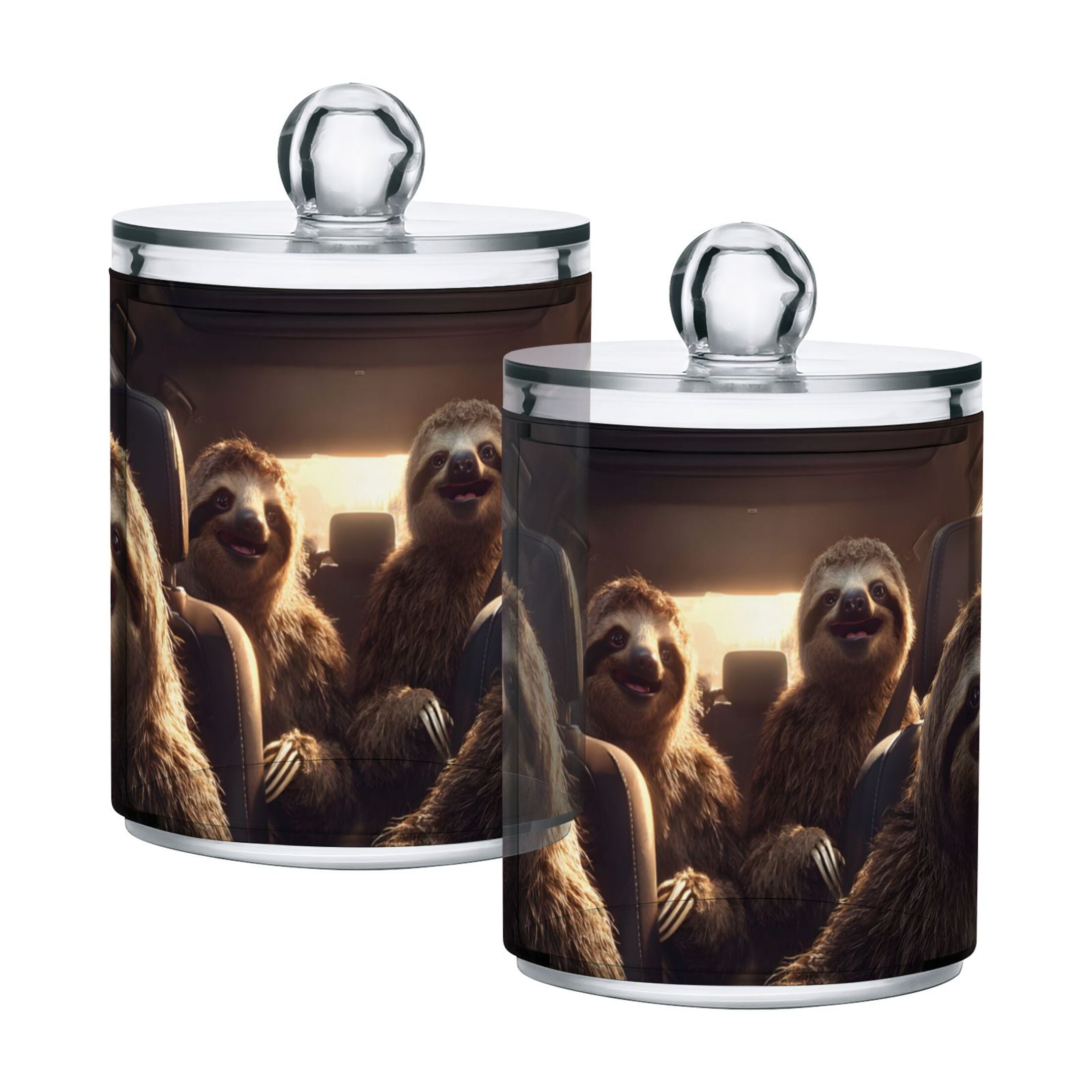 Sloths Drive Vintage Style Translucent Plastic Cans Storage Canisters ...
