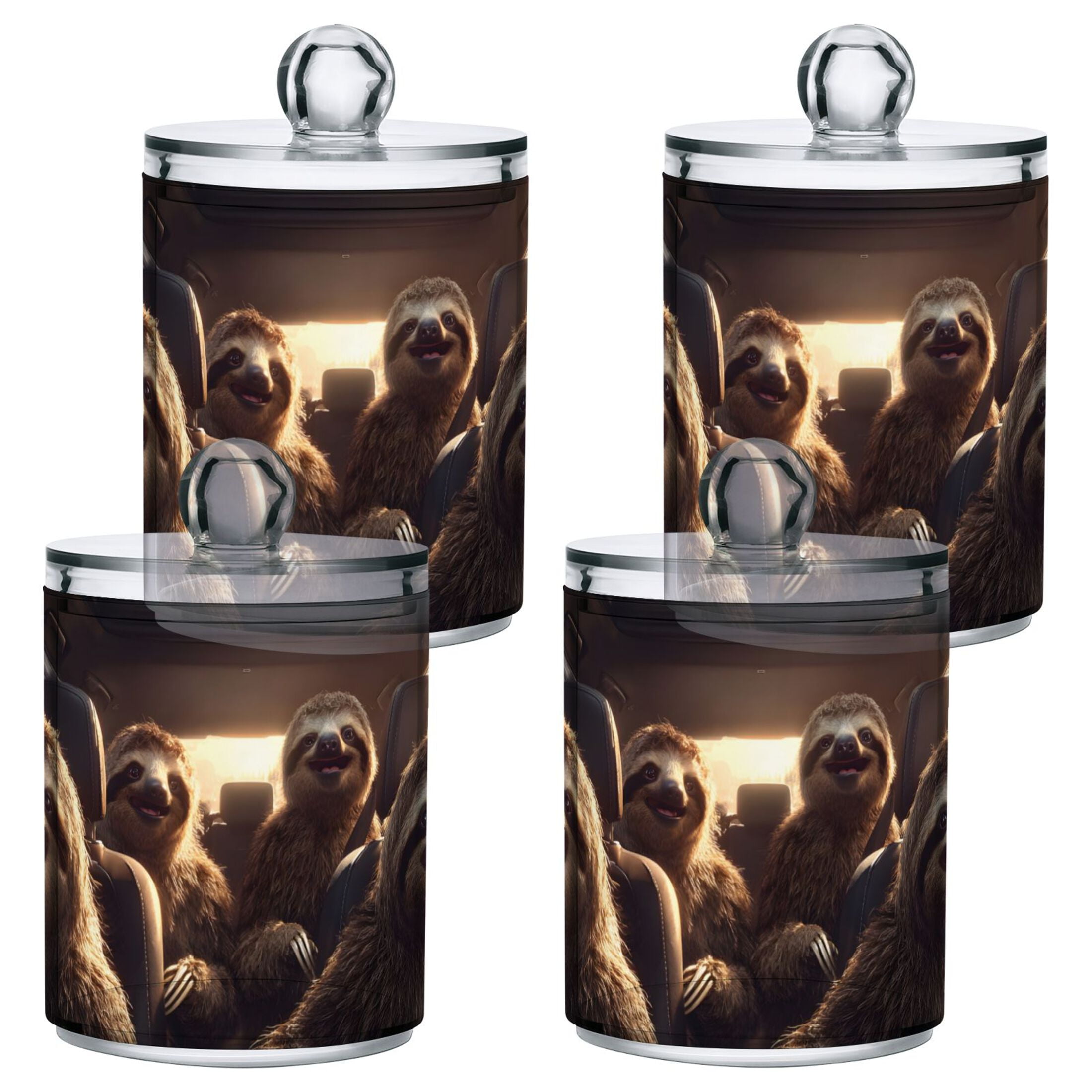 Sloths Drive Vintage Style Translucent Plastic Cans Storage Canisters ...