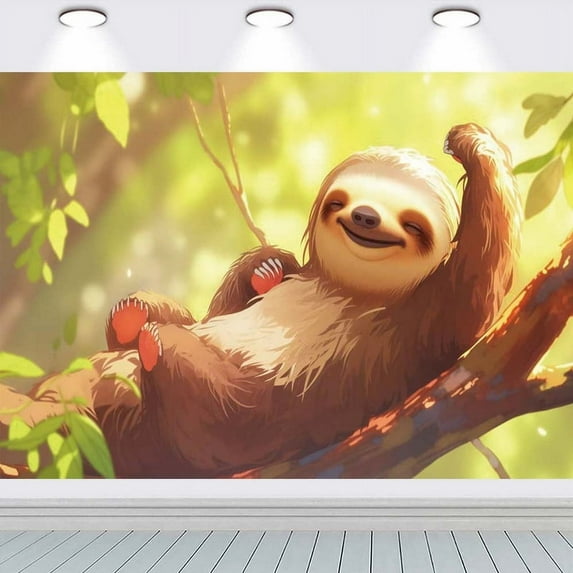 Sloths Party Supplies Taspestry Poster Banner Backdrop Background Wall ...