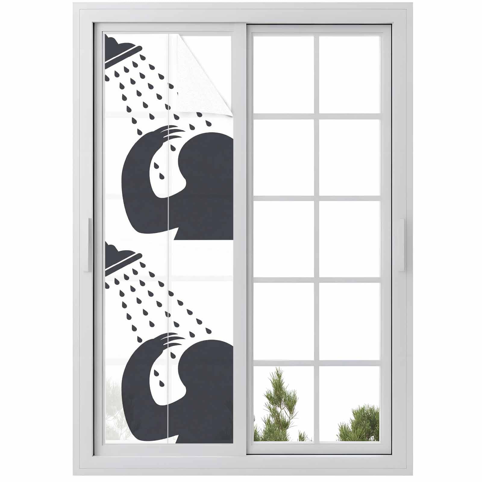 Sloths Showering Window Privacy Film, Modern Abstract Art Funny Animals ...