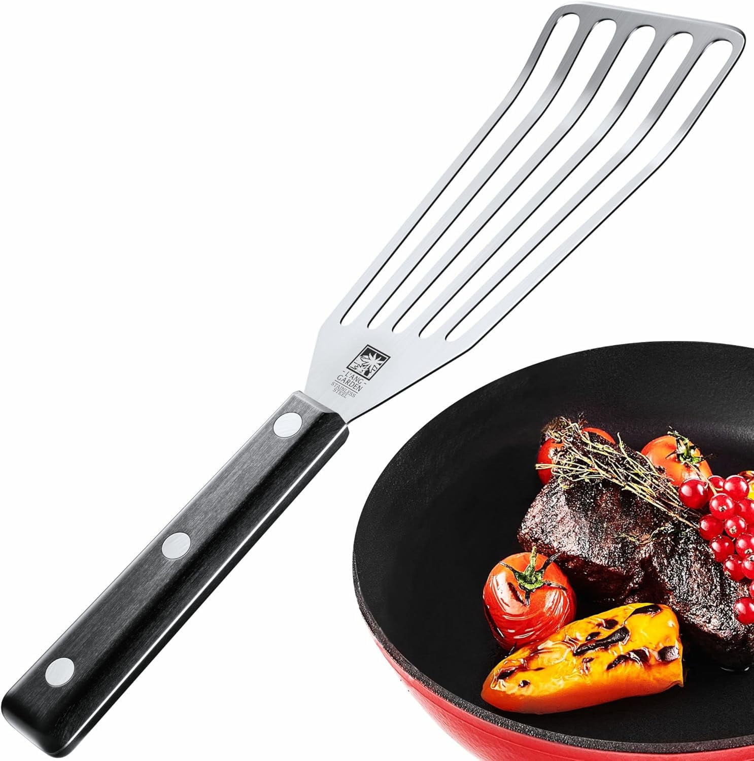 Slotted Stainless Steel Fish Spatula - 11-inch Thin, Heat Resistant ...