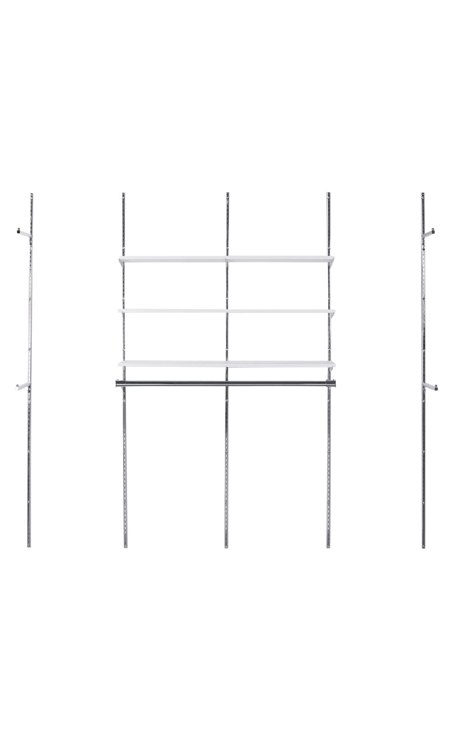 SSWBasics Slotted Standard System Kit 1- Chrome Strut Channel Shelf ...