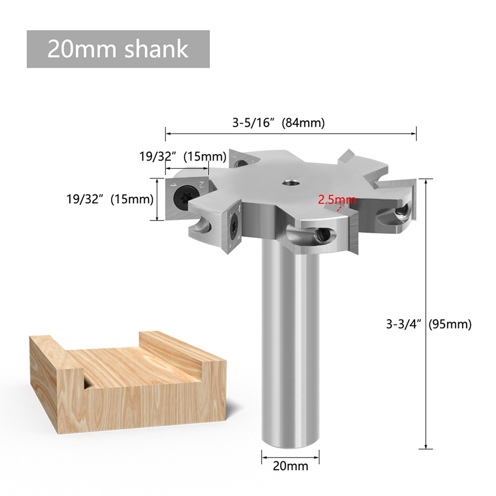 Slotting cutter wood router industrial graderouter 20mm shank6 flutes ...