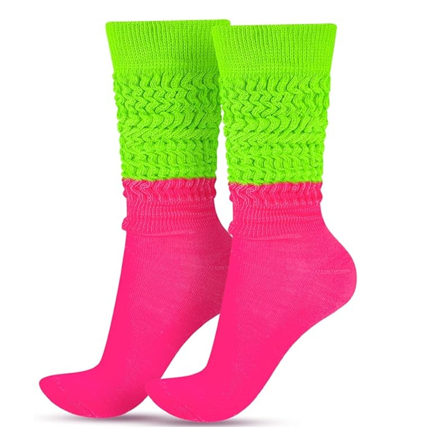 Slouch Socks 80s Neon Knee High Socks for Womens/Girls(Sock Height 13. ...