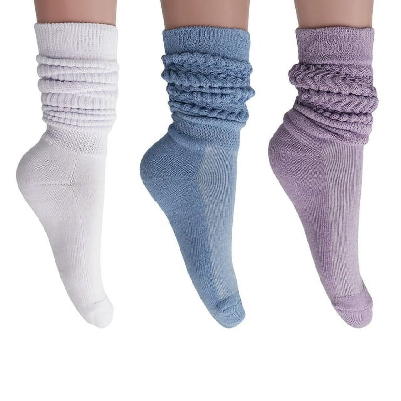 Slouch Socks Colorful Slouchy Scrunch Knee Socks Shoe Size 5-10 (White ...