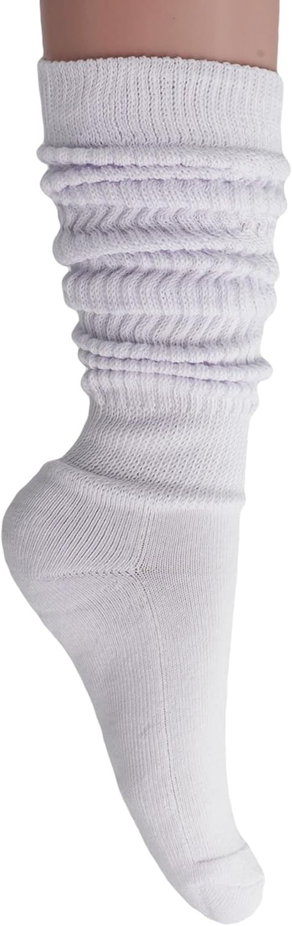 Slouch Socks Cotton Scrunch Knee High Extra Long and Heavy Socks White ...