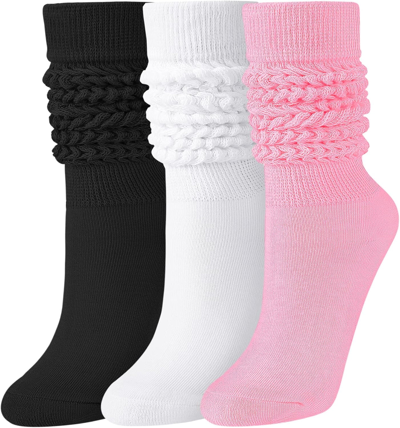 Slouch Socks for Woman 3 Pairs Women Scrunch Socks Extra Long Knee High ...