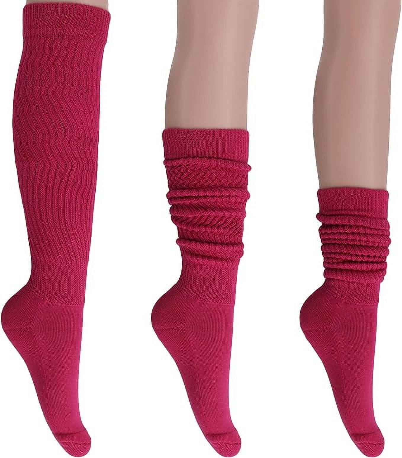 Slouch Socks for Women Extra Heavy Extra Long Shoe Size 5-10 - (Fuchsia ...