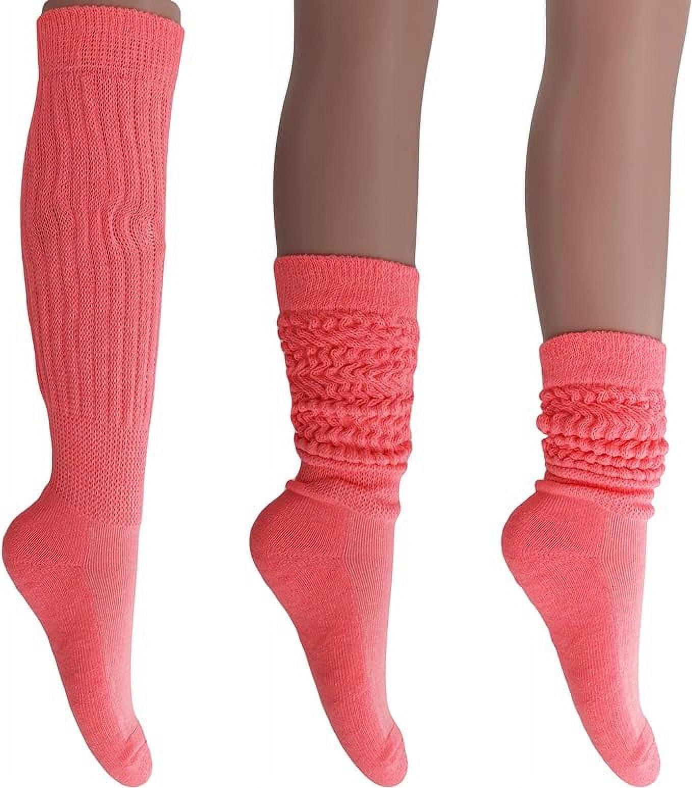 Slouch Socks for Women Extra Heavy Extra Long Shoe Size 5-10 - (Neon Pink, 3 Pair) - Walmart.com