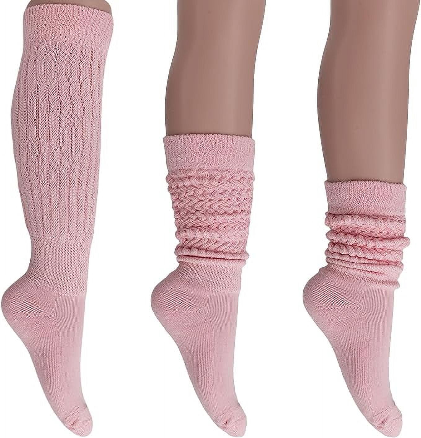 Slouch Socks for Women Extra Heavy Extra Long Shoe Size 5-10 - (Pink, 2 ...