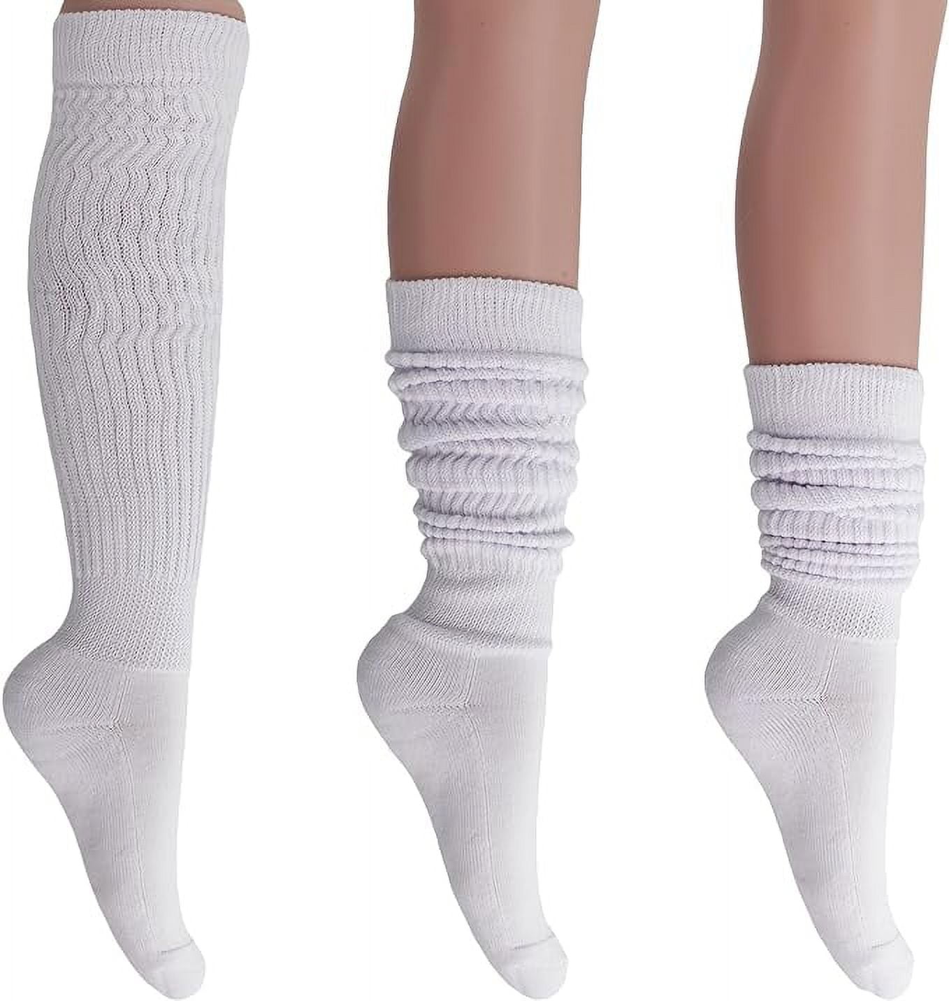 Slouch Socks for Women Extra Heavy Extra Long Shoe Size 5-10 - (White ...