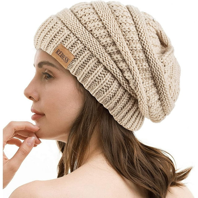 REDESS Women's Winter Beanie Hat, Warm Chunky Cable Knit Cap, Soft ...
