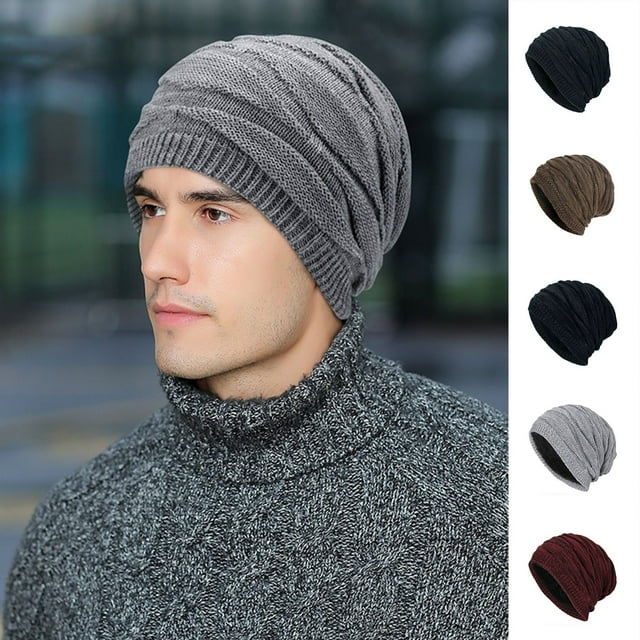 Slouchy Beanie for Men Winter Hats for Guys Cool Beanies Mens Lined ...