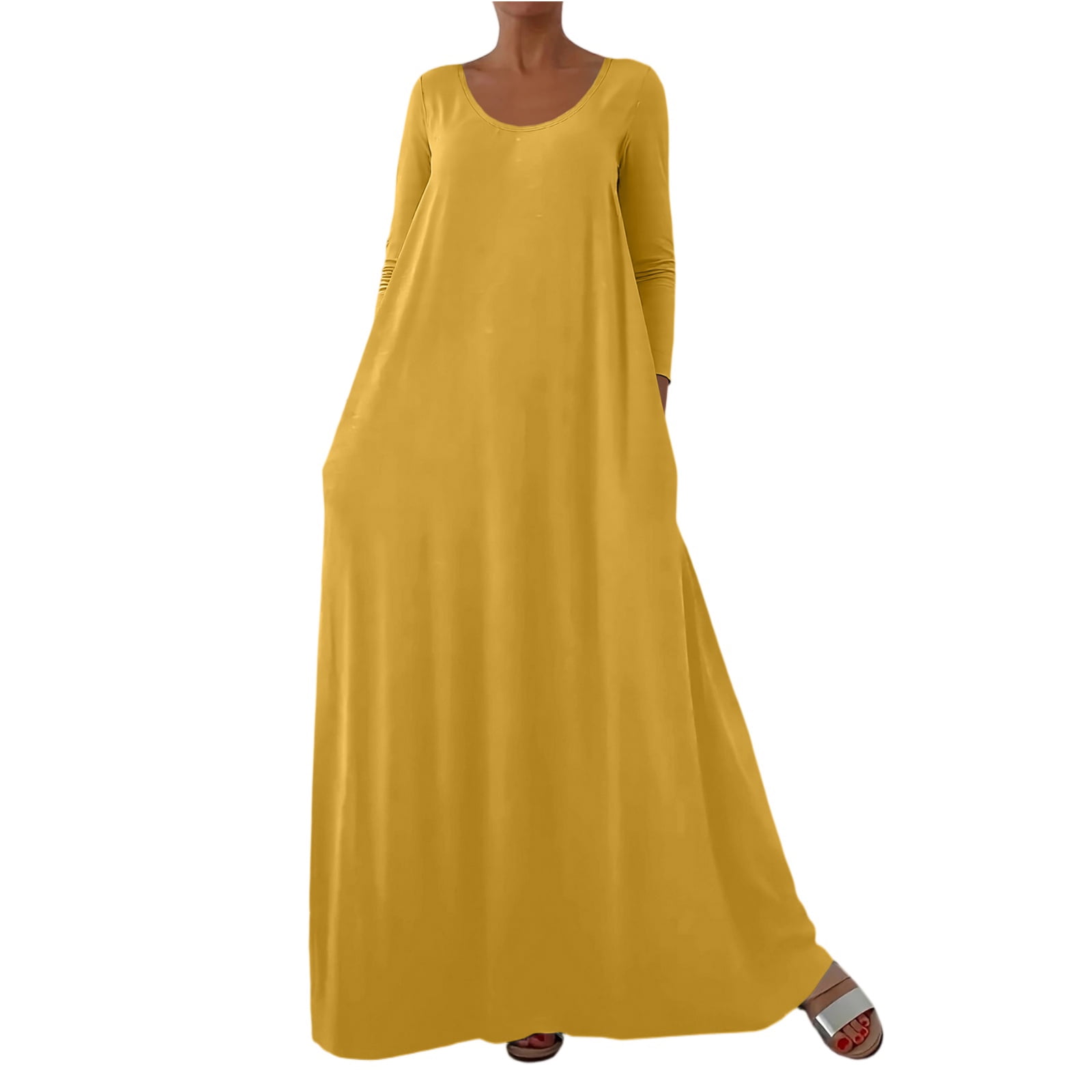Slouchy Maxi Dress, Simple V-Neck Design for Effortless Style, Perfect ...