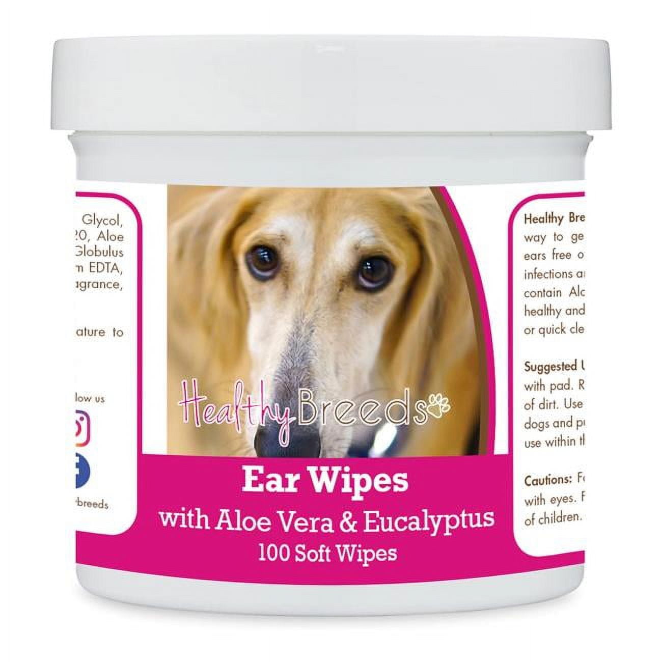 Sloughi Ear Cleaning Wipes with Aloe & Eucalyptus for Dogs - 100 Count ...