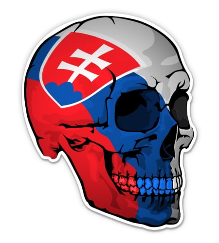 Slovakia Flag Skull Slovak Pride - 3" Vinyl Sticker - For Car Laptop ...