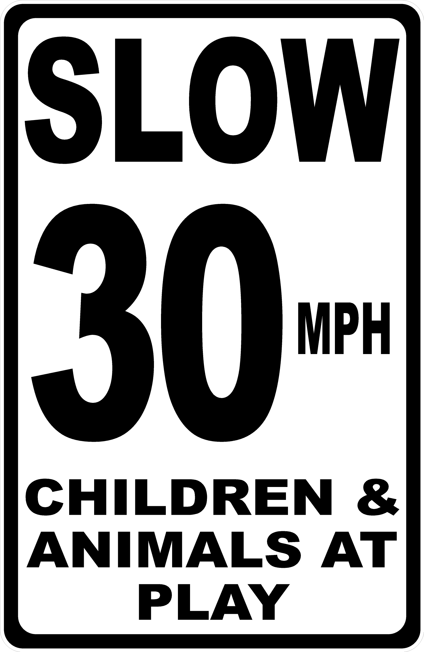 Slow 30 MPH Children & Animals at Play Sign - Walmart Business Supplies