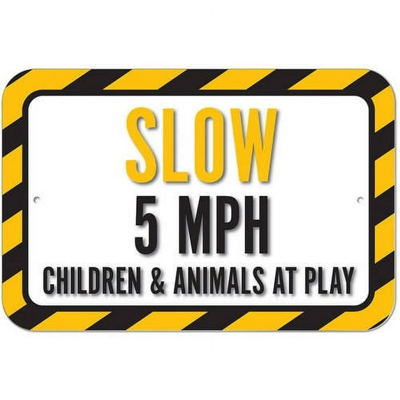 Slow 5 MPH Children And Animals At Play Sign - Walmart.com