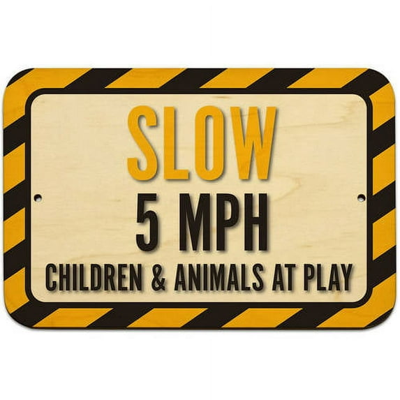 Slow 5 MPH Children And Animals At Play Sign - Walmart.com