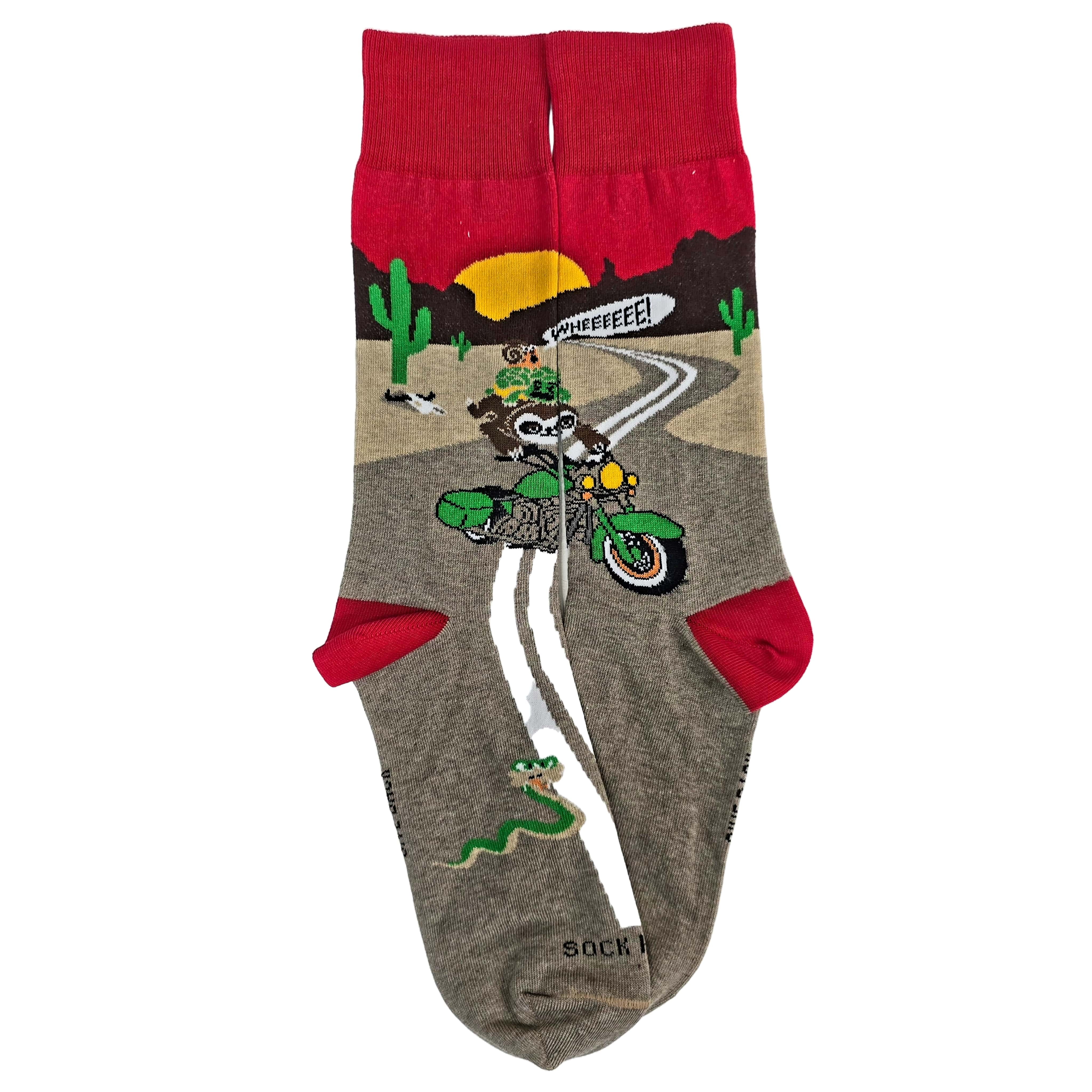 Slow Animals on a Motorcycle Socks from the Sock Panda (Adult Large ...