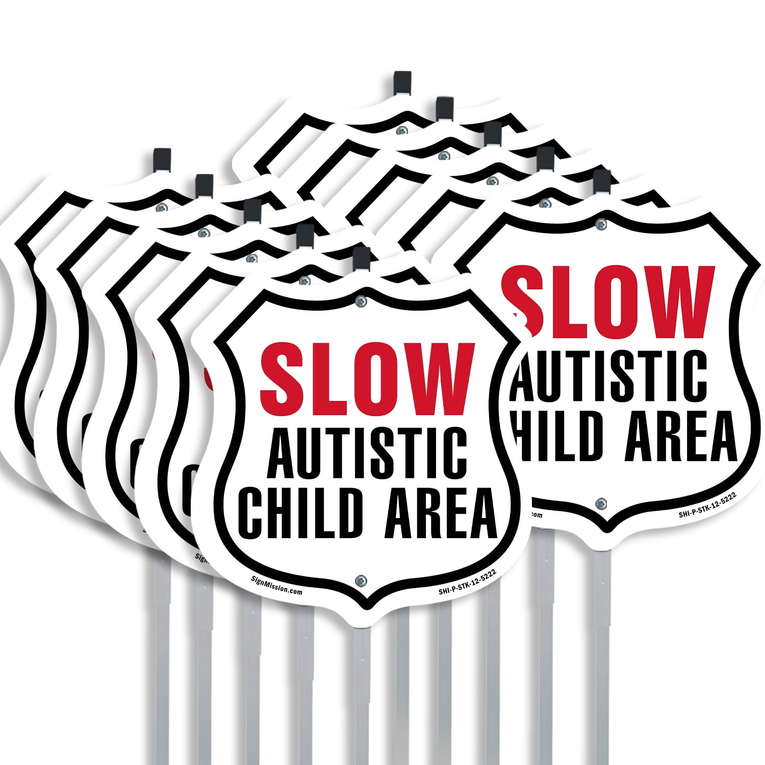 Slow Autistic Child Area (10 Pack) 12 inch X 12 inch Shield Shaped ...
