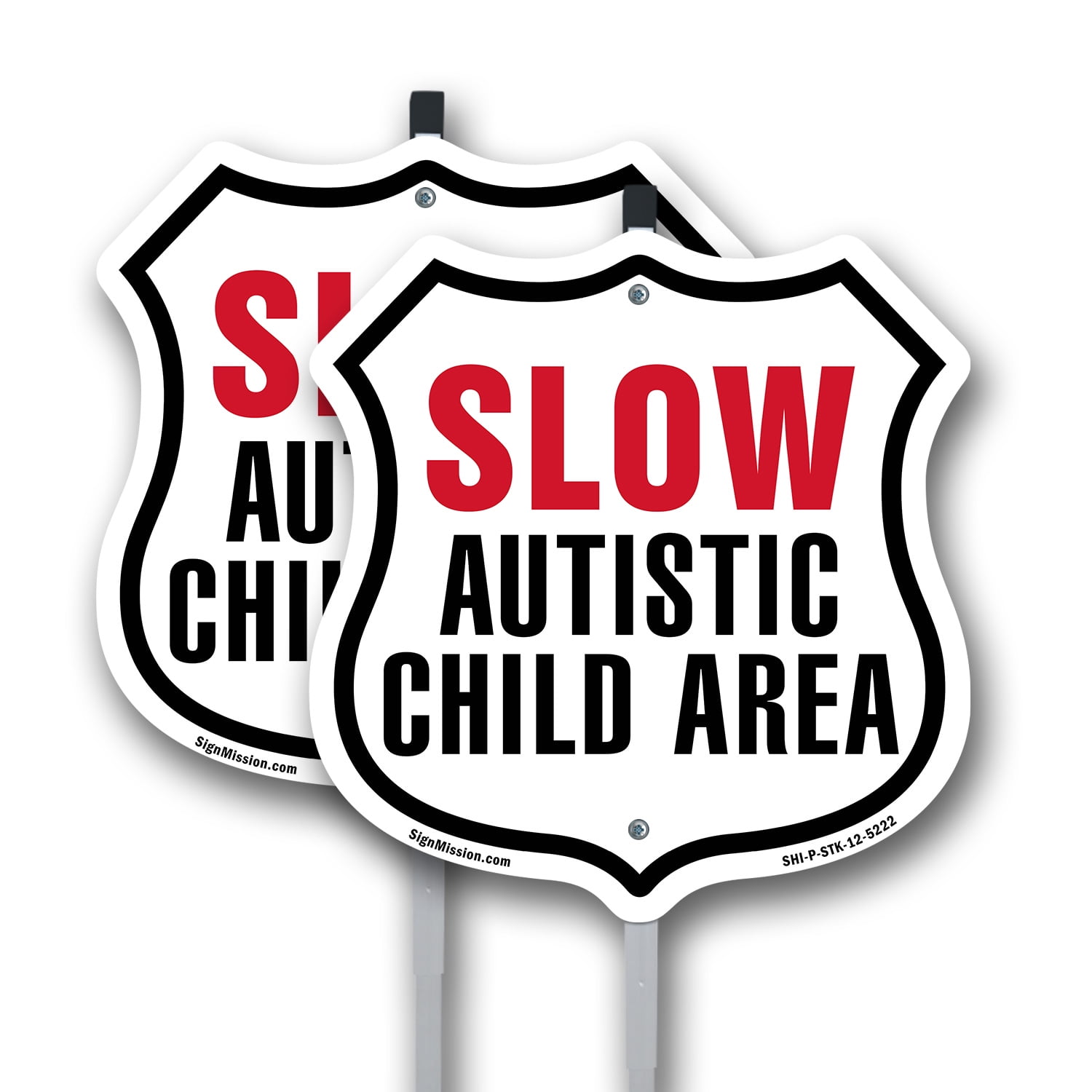 Slow Autistic Child Area (2 Pack) 12 inch X 12 inch Shield Shaped Rust ...