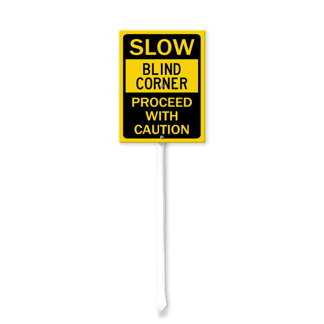 Slow Blind Corner Proceed With Caution Yard Sign With Stakes Outdoor ...