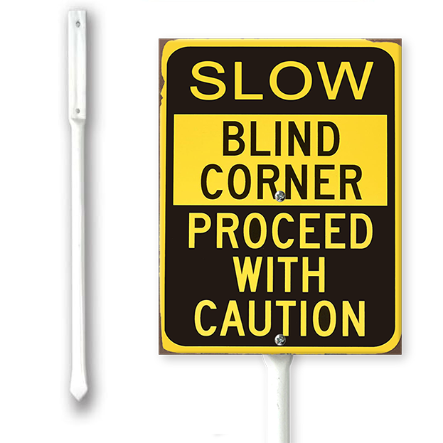 Slow Blind Corner Proceed with Caution Yard Sign With Stakes Outdoor ...