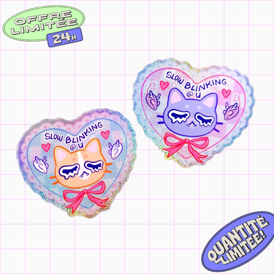 Slow Blinking Sticker | Cute Valentine Couples Cat Design | Love ...