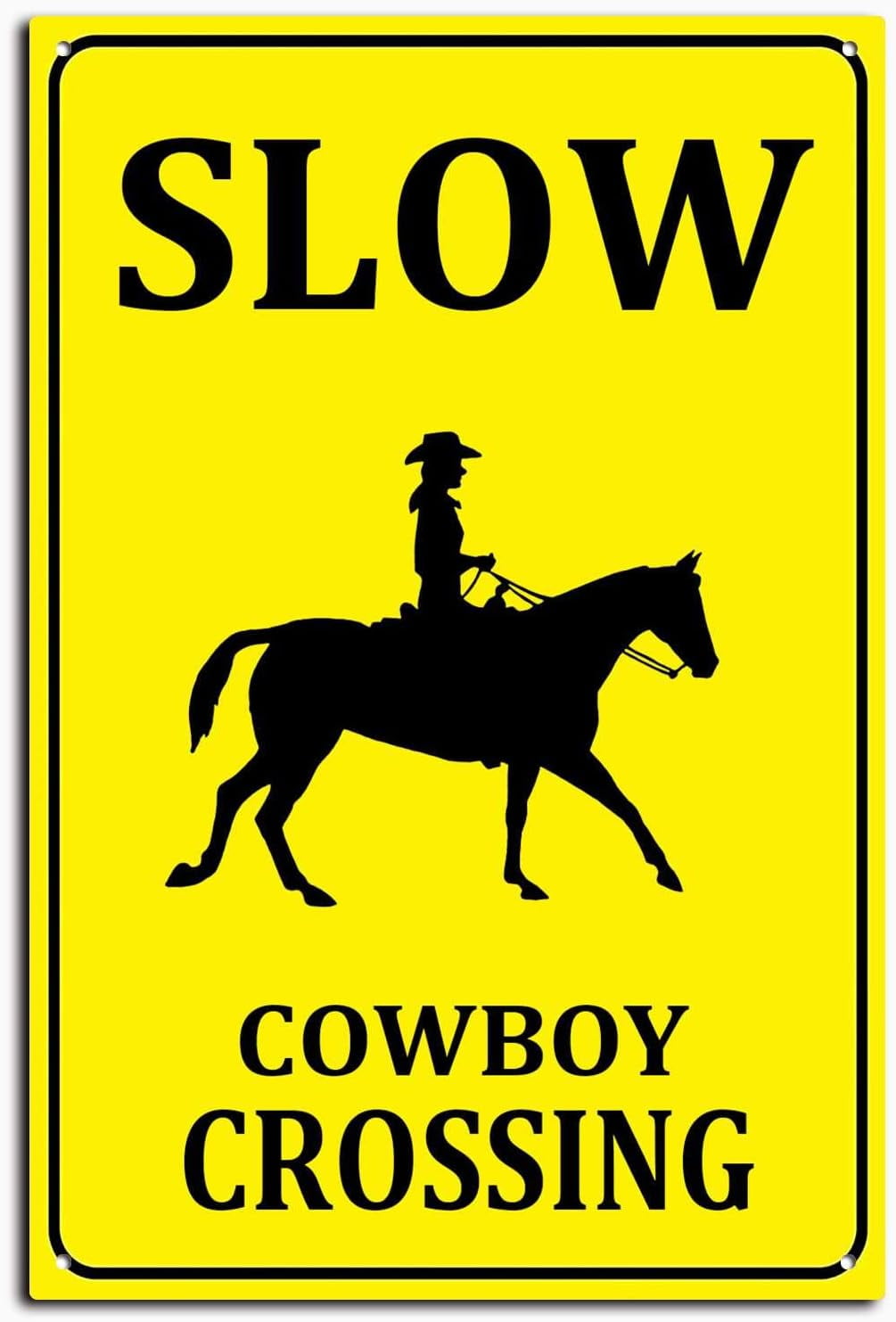 Slow Cat Crossing Sign Aluminum Black on Yellow Wall Decor for Home ...