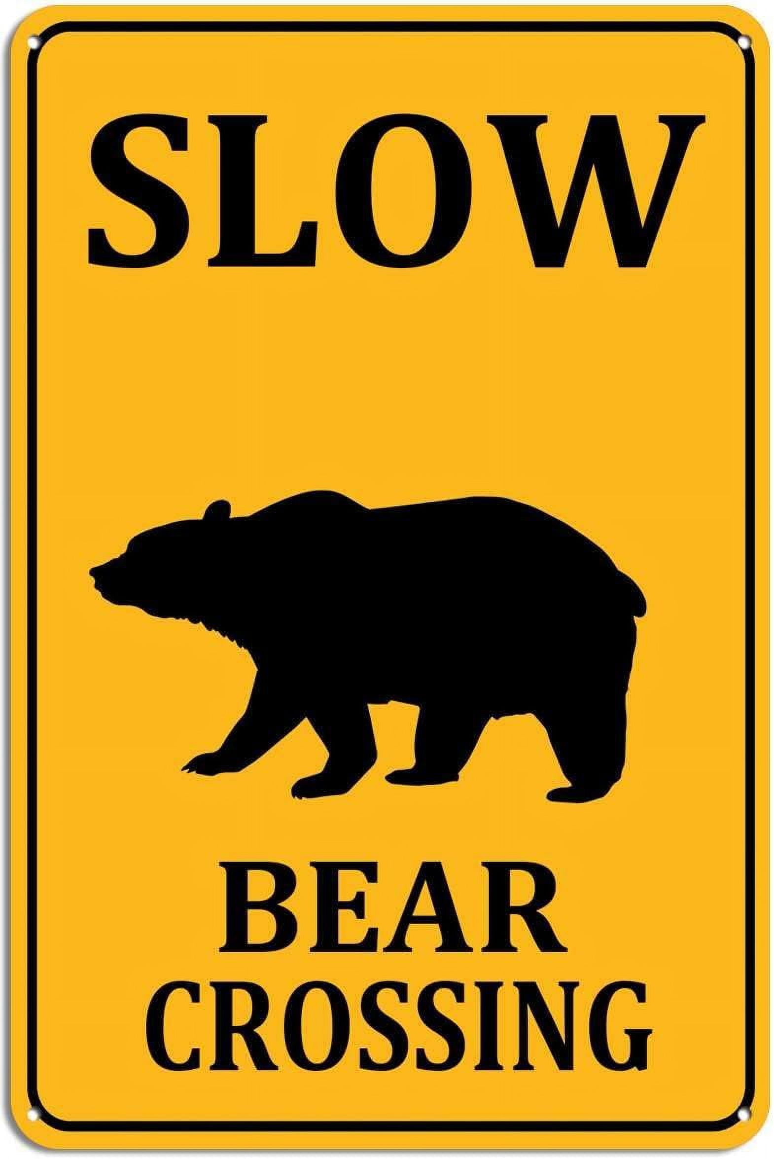 Slow Cat Crossing Sign Aluminum Black on Yellow Wall Decor for Home ...