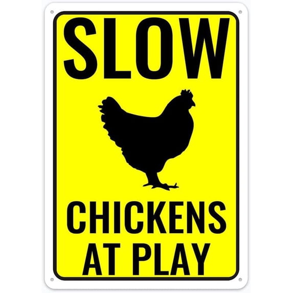 Slow Chickens At Play Sign Safety Restriction Alert Attention Caution ...