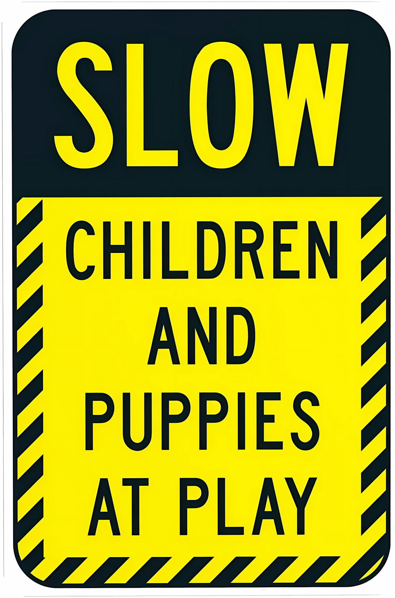 Slow Children And Puppies At Play Warning Sign - 8"x12", Security Metal ...