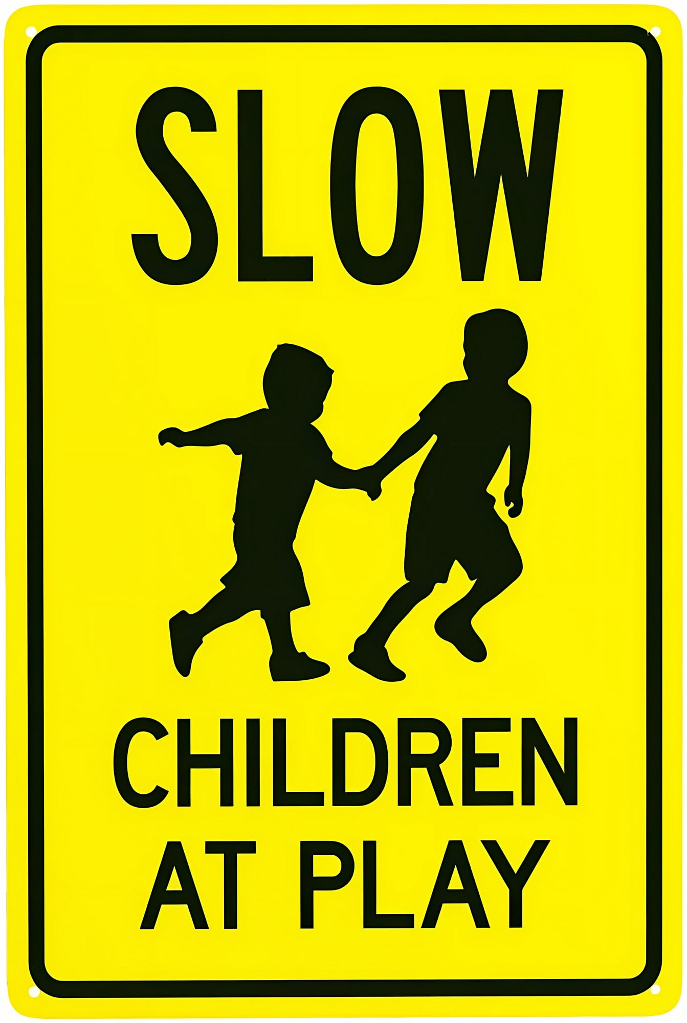 Slow Children At Play With Kids Playing Image Warning Sign - 8"x12 ...
